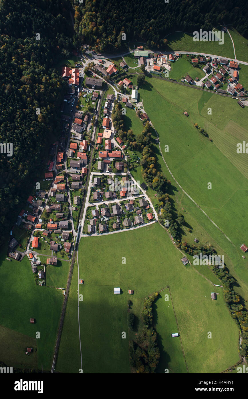 Grainau, Hammersbach, town centre, resort, tourism region, aerial ...