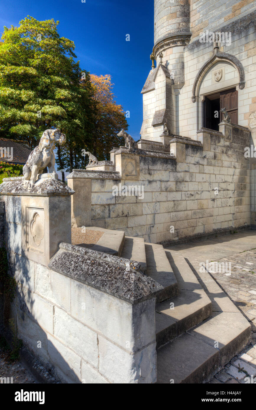 Garden and castle Logis Royal, Ville, town, Département Indre-et-Loire, Centre, France, Europe ...