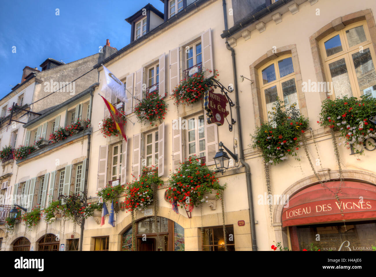Hotel Le Cep, house facade, complex of buildings, Beaune, Burgundy ...