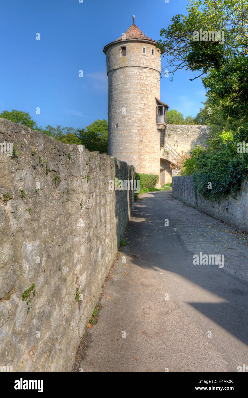 Fortified tower in Rothenburg ob der Tauber, Franconia, Bavaria ...
