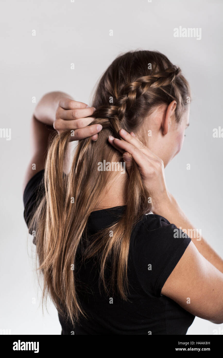 Instructions double plait step 2 of 5 Stock Photo - Alamy