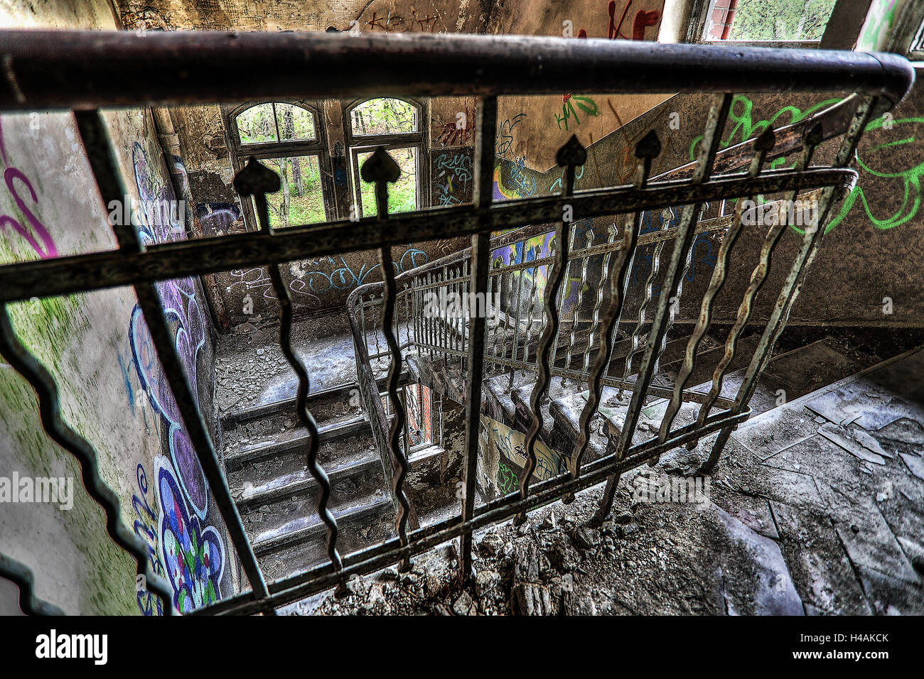 Old staircase with light hi-res stock photography and images - Alamy