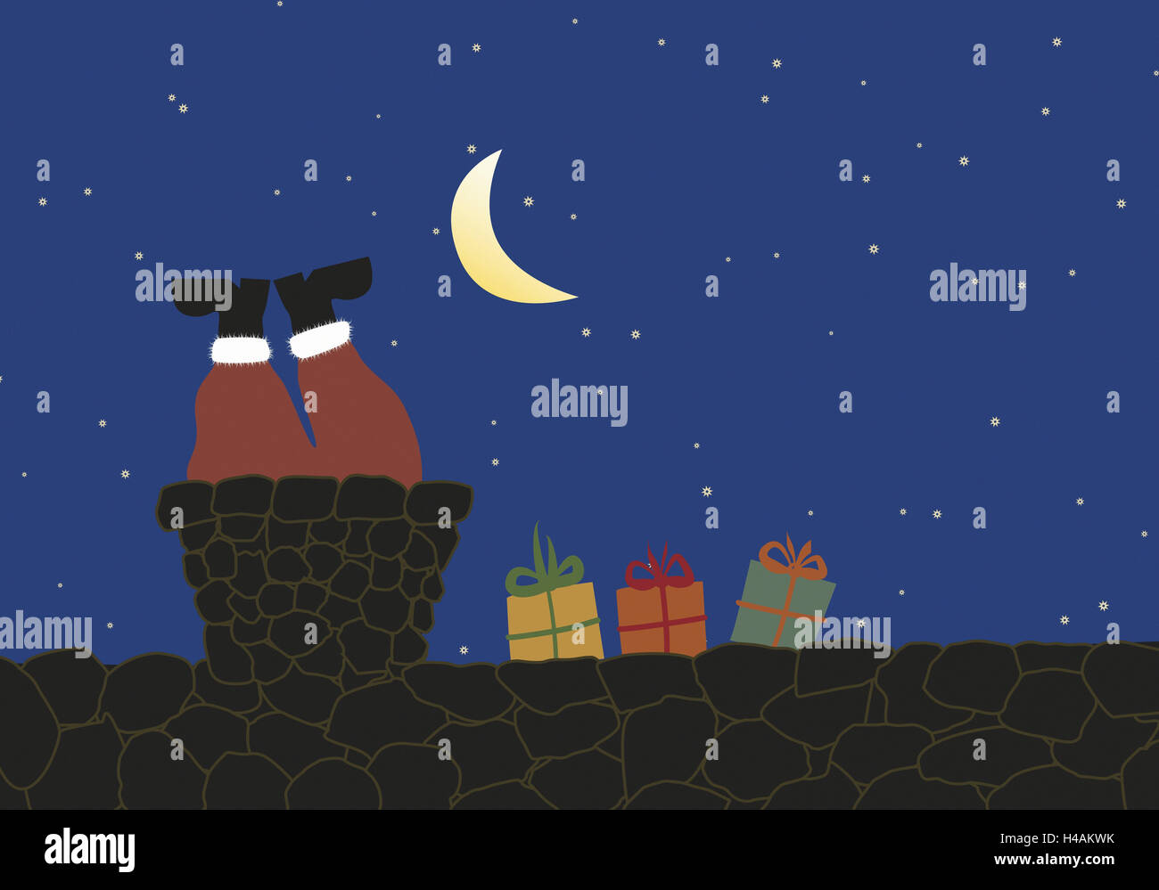 Santa climbing the chimney hi-res stock photography and images - Alamy