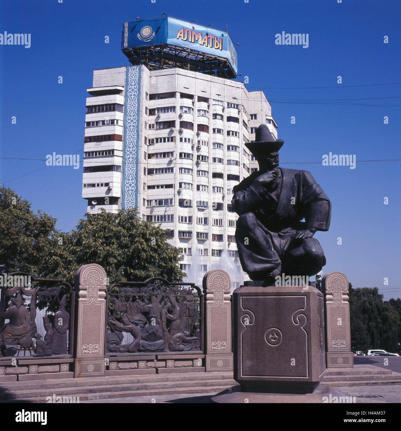 Kazakhstan, Almaty, statue, building, heaven, blue, high rise, socket ...