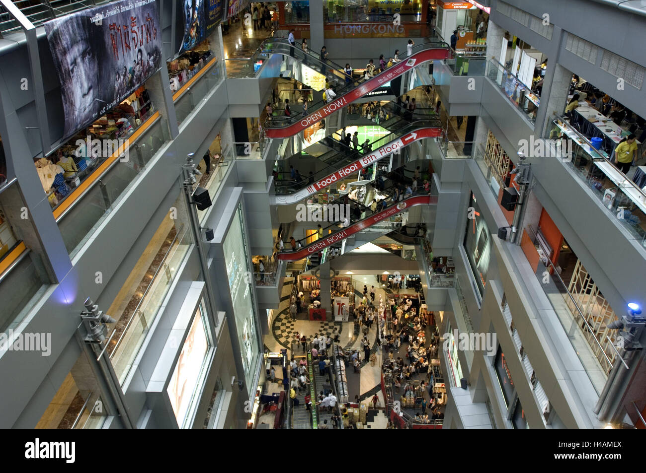 Thailand, Bangkok, shopping centre MBK, escalators, people, advertisement, Asia, South-East Asia ...