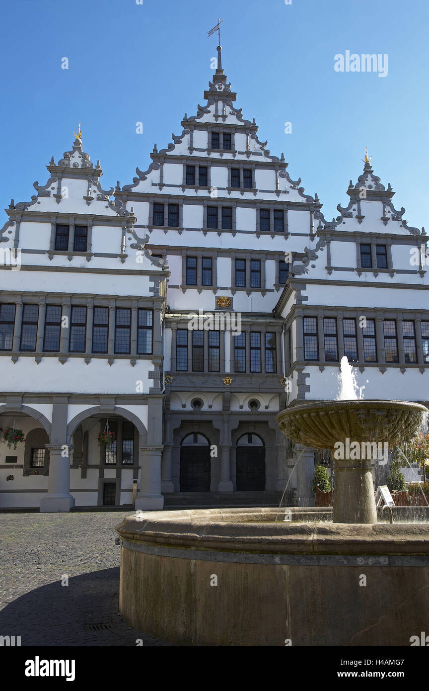 Germany, North Rhine-Westphalia, Paderborn, city hall, city hall square ...
