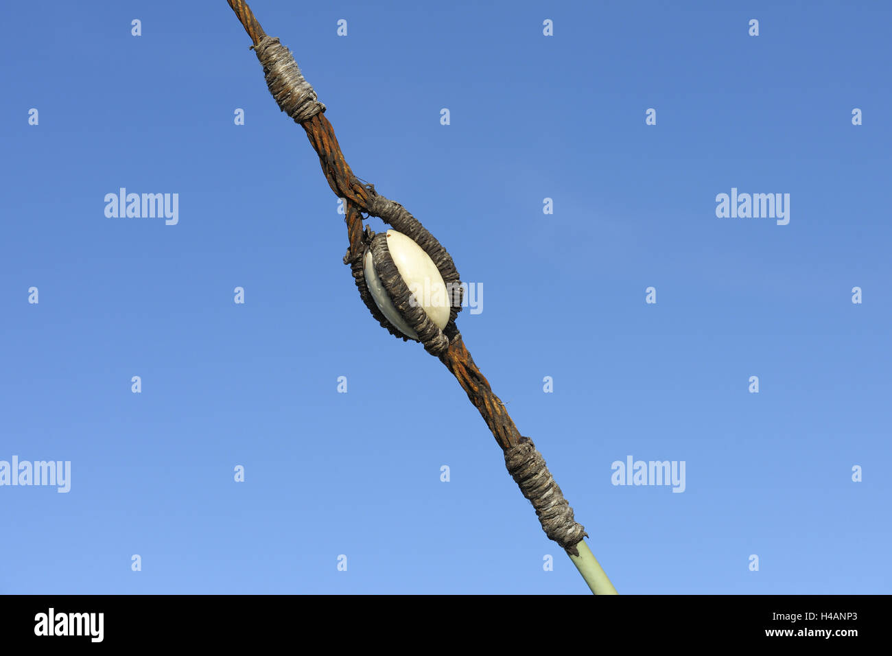 Steel rope, connection, blue background, medium close-up Stock Photo ...