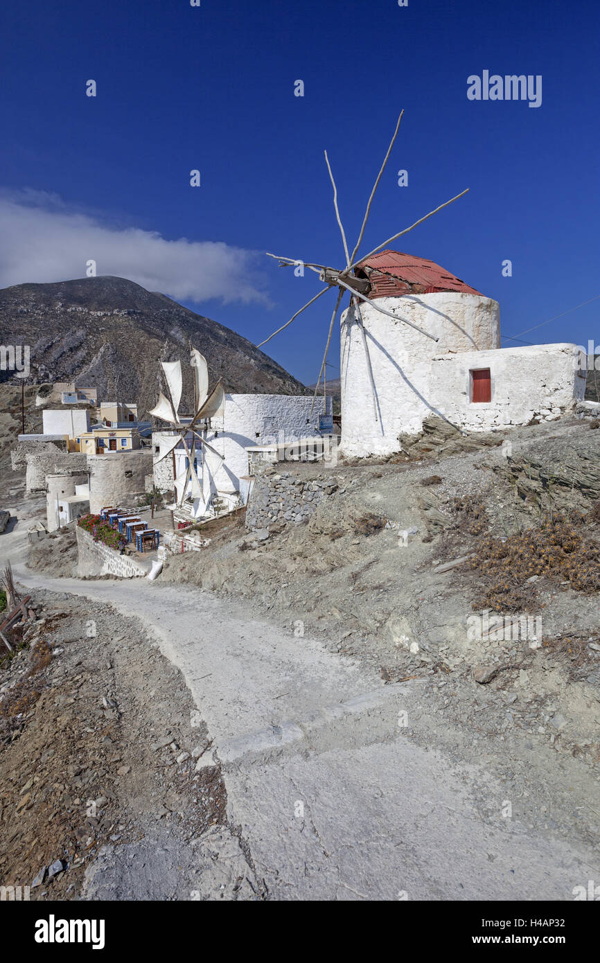 Greece, Karpathos, Olympos, windmills, mountain village Stock Photo - Alamy