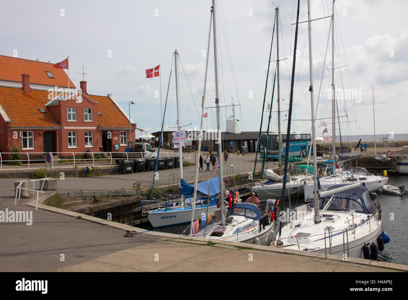 Marina in the village of Svaneke, on the Danish island of Bornholm ...