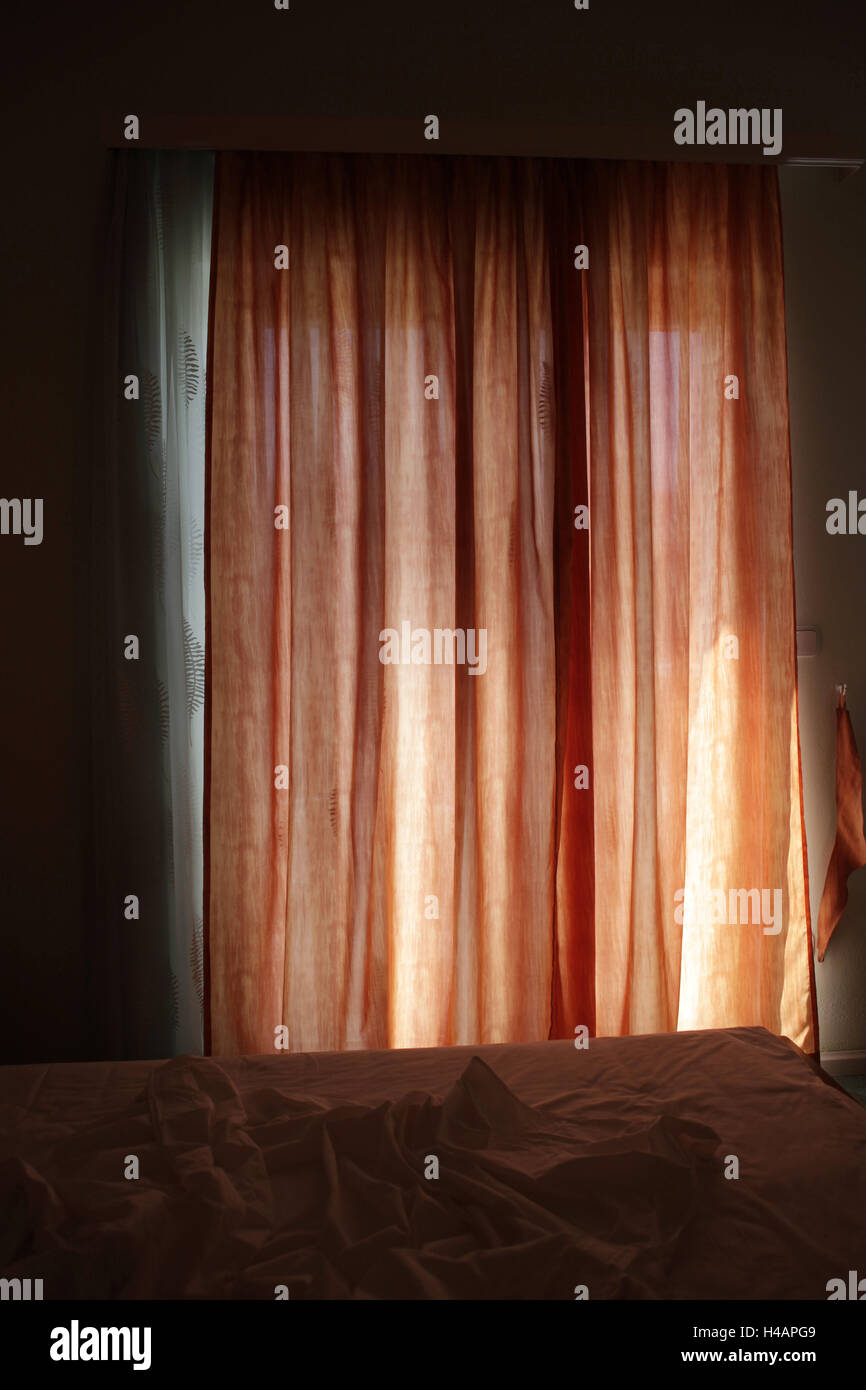Bedroom, window, curtain, closed Stock Photo - Alamy