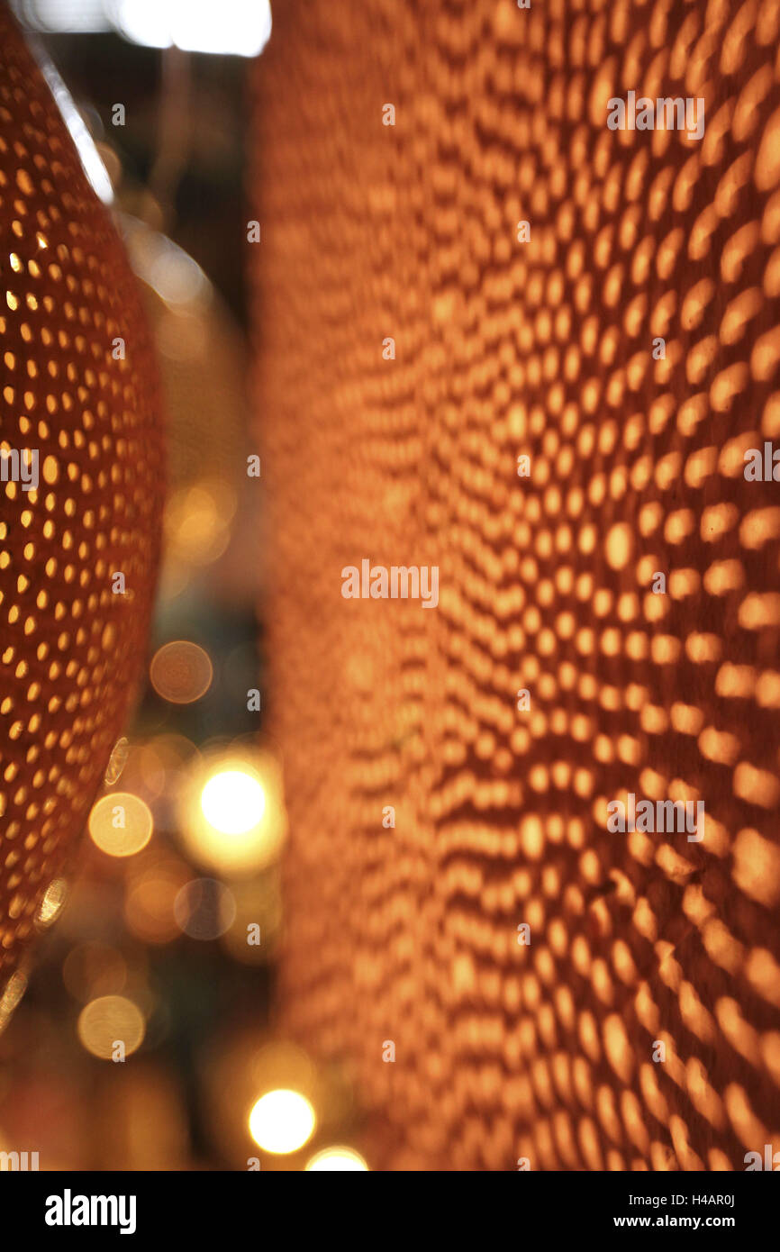 Africa, Morocco, Marrakech, Medina, lights in the Souk, close-up Stock ...