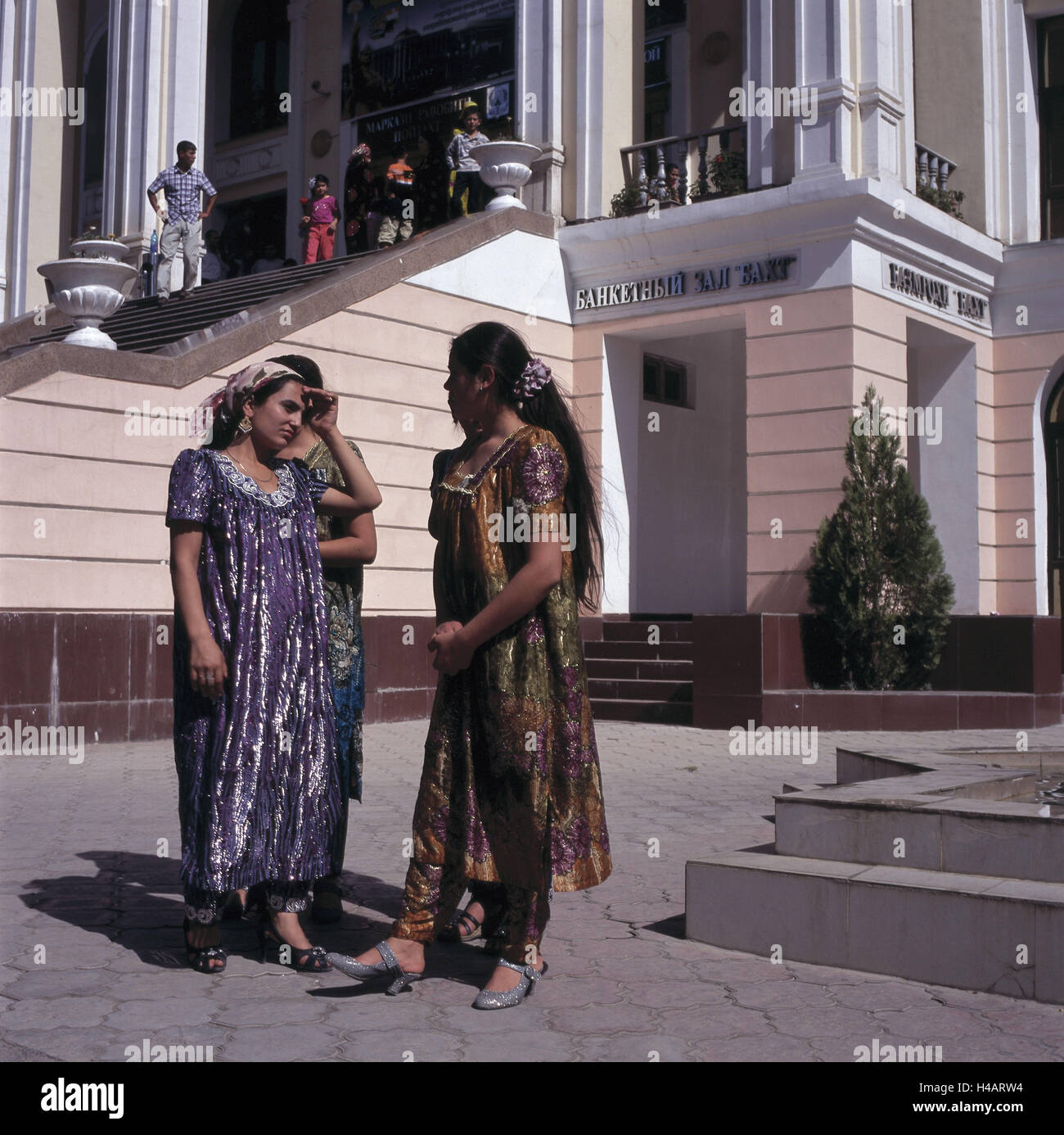 Tajikistan, Duschanbe, women in festive clothes Stock Photo - Alamy