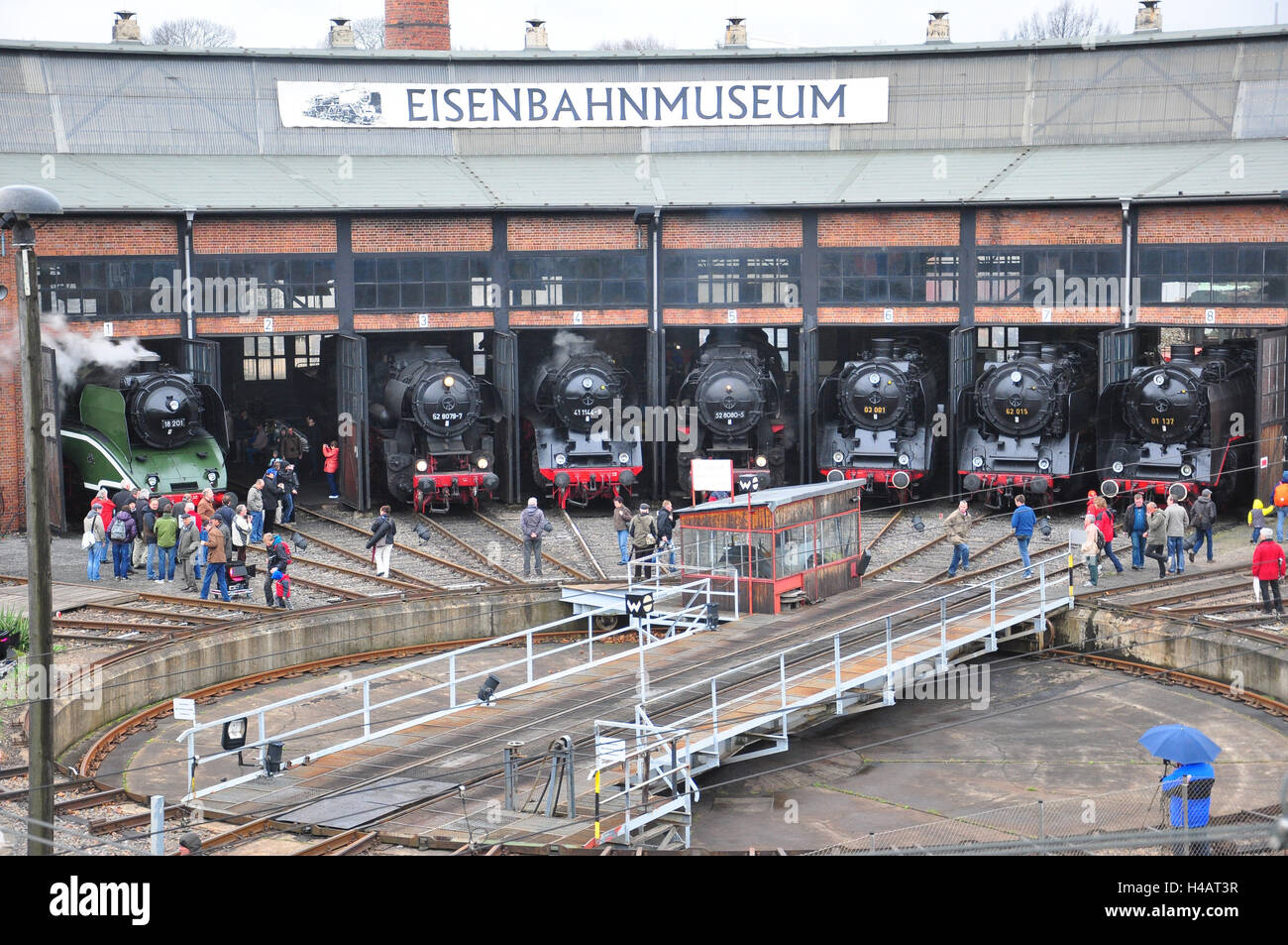 Germany, Saxony, Dresden, steam engine meeting, engine shed, railway ...