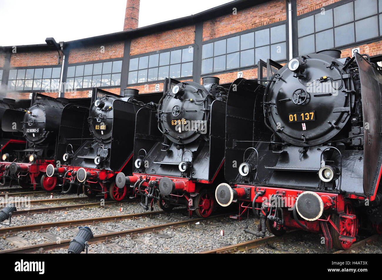 Germany, Saxony, Dresden, steam engine meeting, engine shed, railway ...