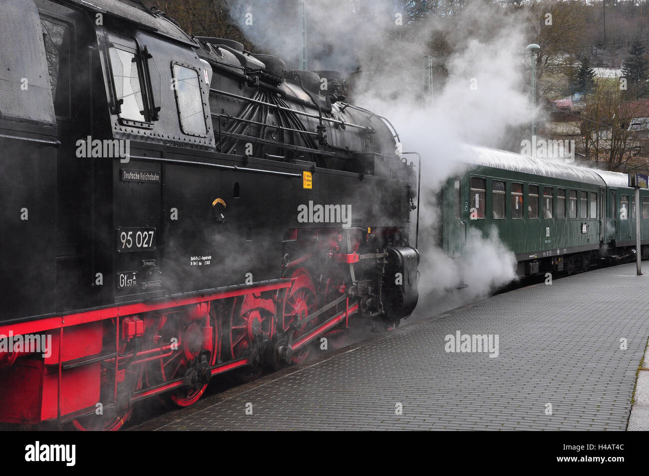 Germany, Saxony, Dresden, steam engine meeting, vapour train journey ...