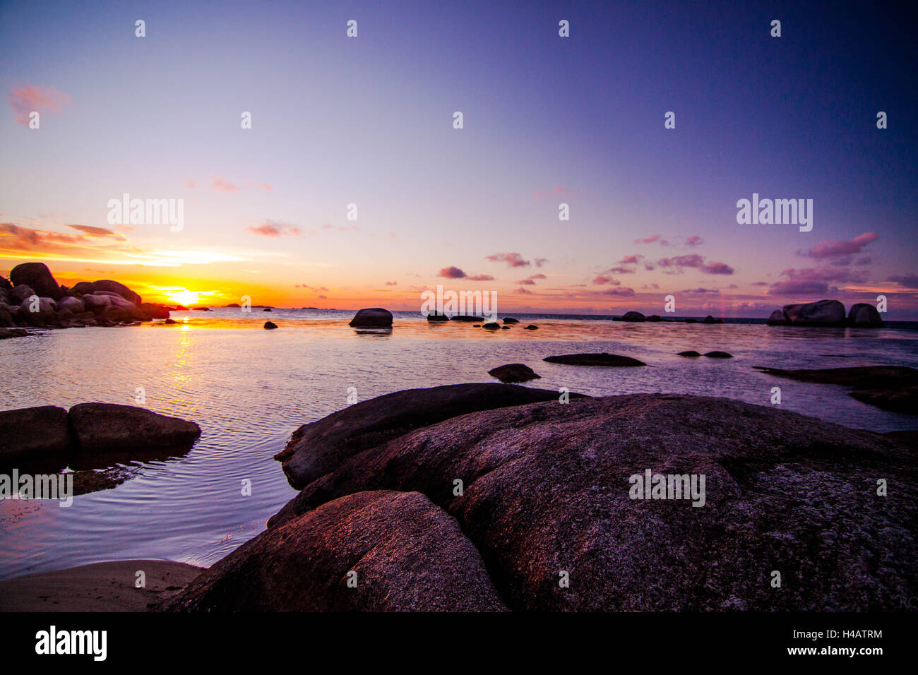 Sunset in Tanjung Tinggi beach,Tanjung Pandang, Belitung Islands ...
