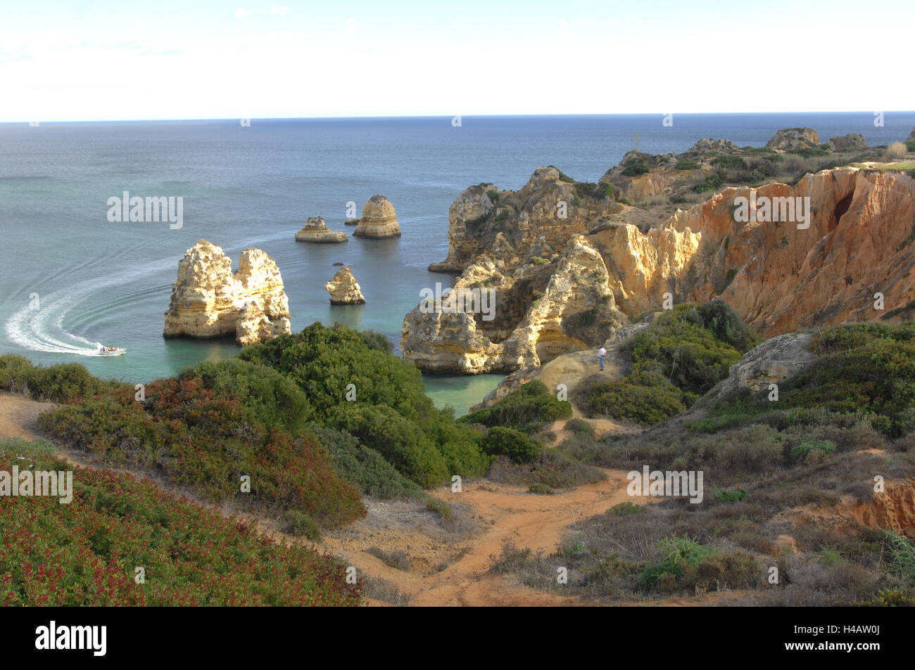 Portugal, Lagos, south coast, scenery, sea, rock, boat Stock Photo - Alamy