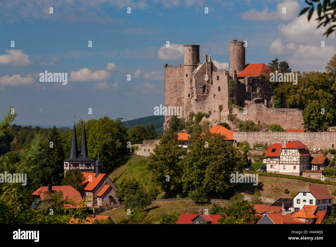 Germany, Thuringia, Eichsfeld, castle ruin Hanstein in Rimbach Stock ...