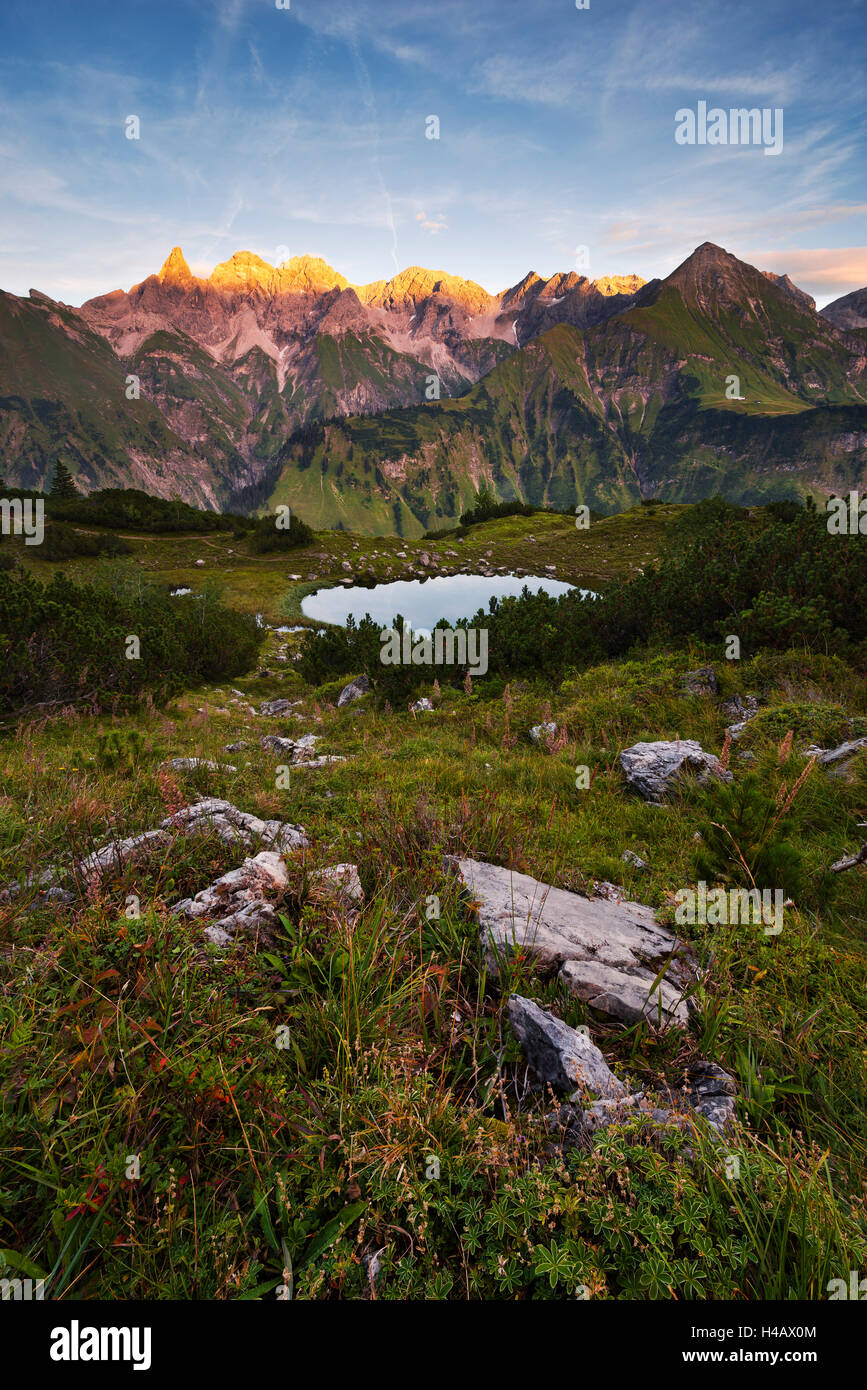 Germany, Allgäu, Alps, mountains, Guggersee, wild, wilderness, green ...