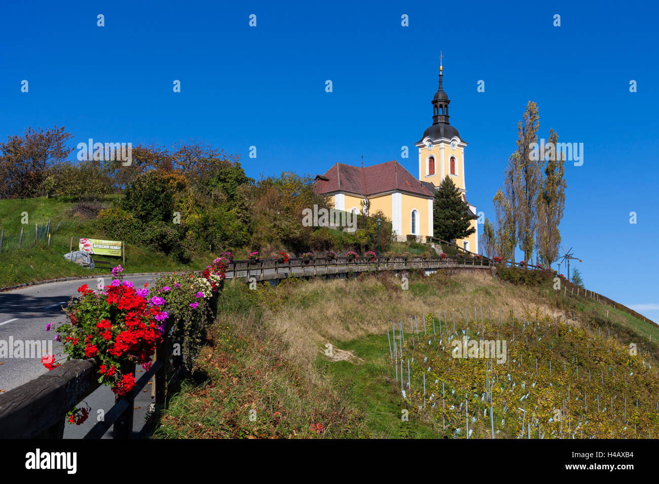 Europe, Austria, Styria, Kitzeck im Sausal, parish church Stock Photo ...