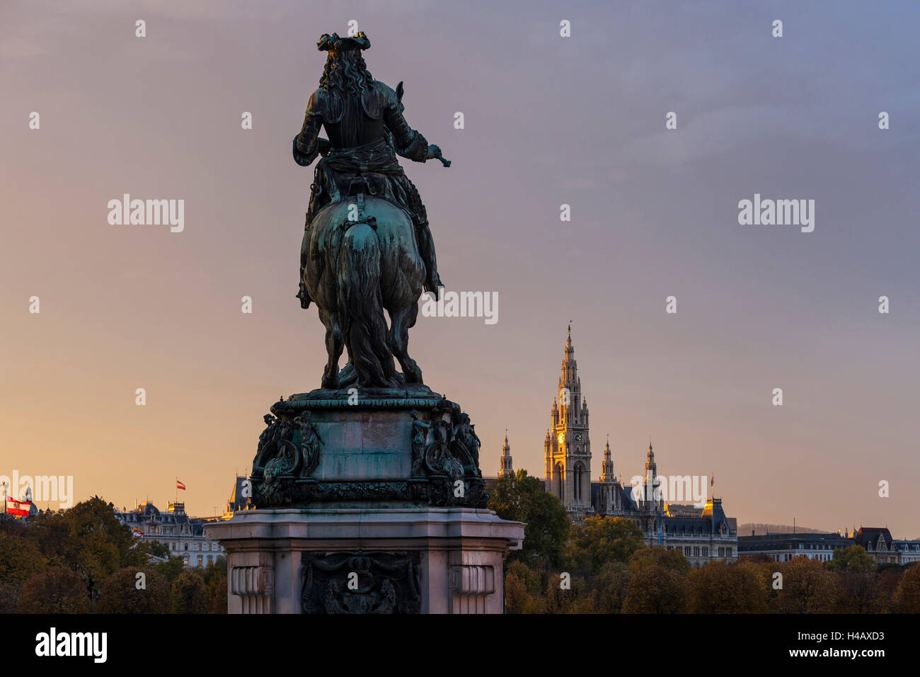 Europe, Austria, Vienna, city hall, Prince Eugene monument Stock Photo ...