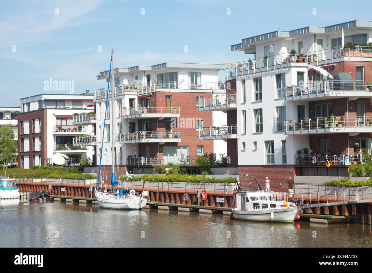 Germany, Lower Saxony, Stade, modern architecture at the harbour Stock ...