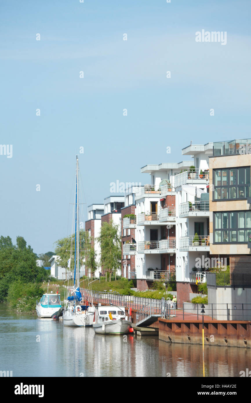 Germany, Lower Saxony, Stade, modern architecture at the harbour Stock ...