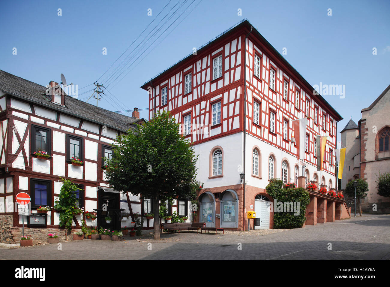 Germany, Rhineland-Palatinate, Lorch, town hall and marketplace Stock ...