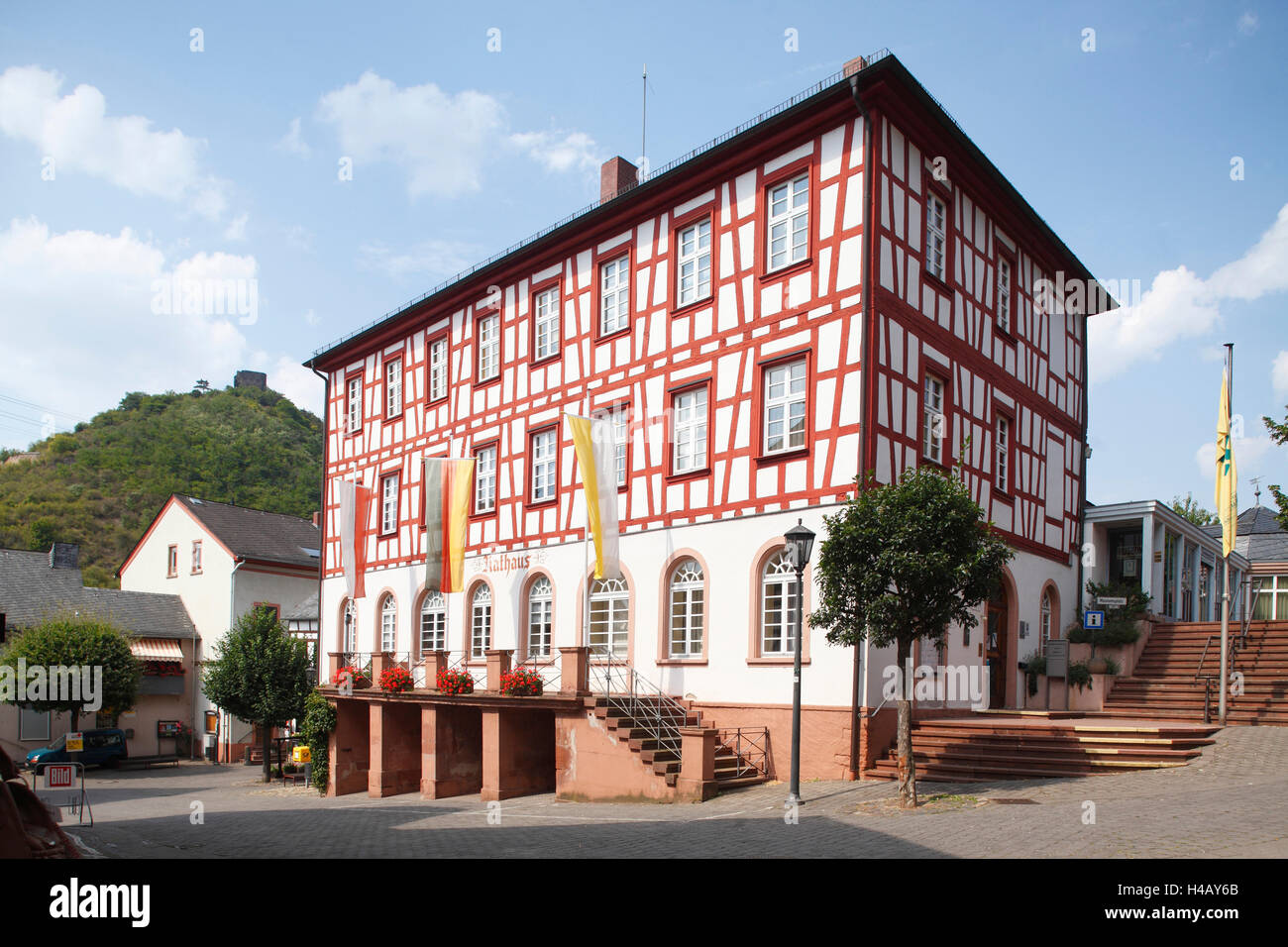 Germany, Rhineland-Palatinate, Lorch, town hall and marketplace Stock ...