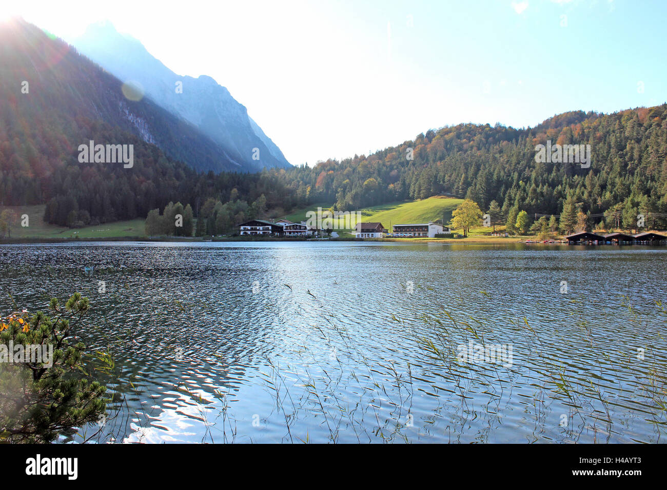 Germany, Bavaria, Mittenwald, Lake Lautersee Stock Photo - Alamy