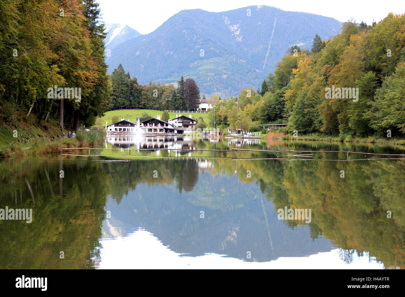 Germany, Bavaria, Garmisch-Partenkirchen, Lake Riessersee Stock Photo ...