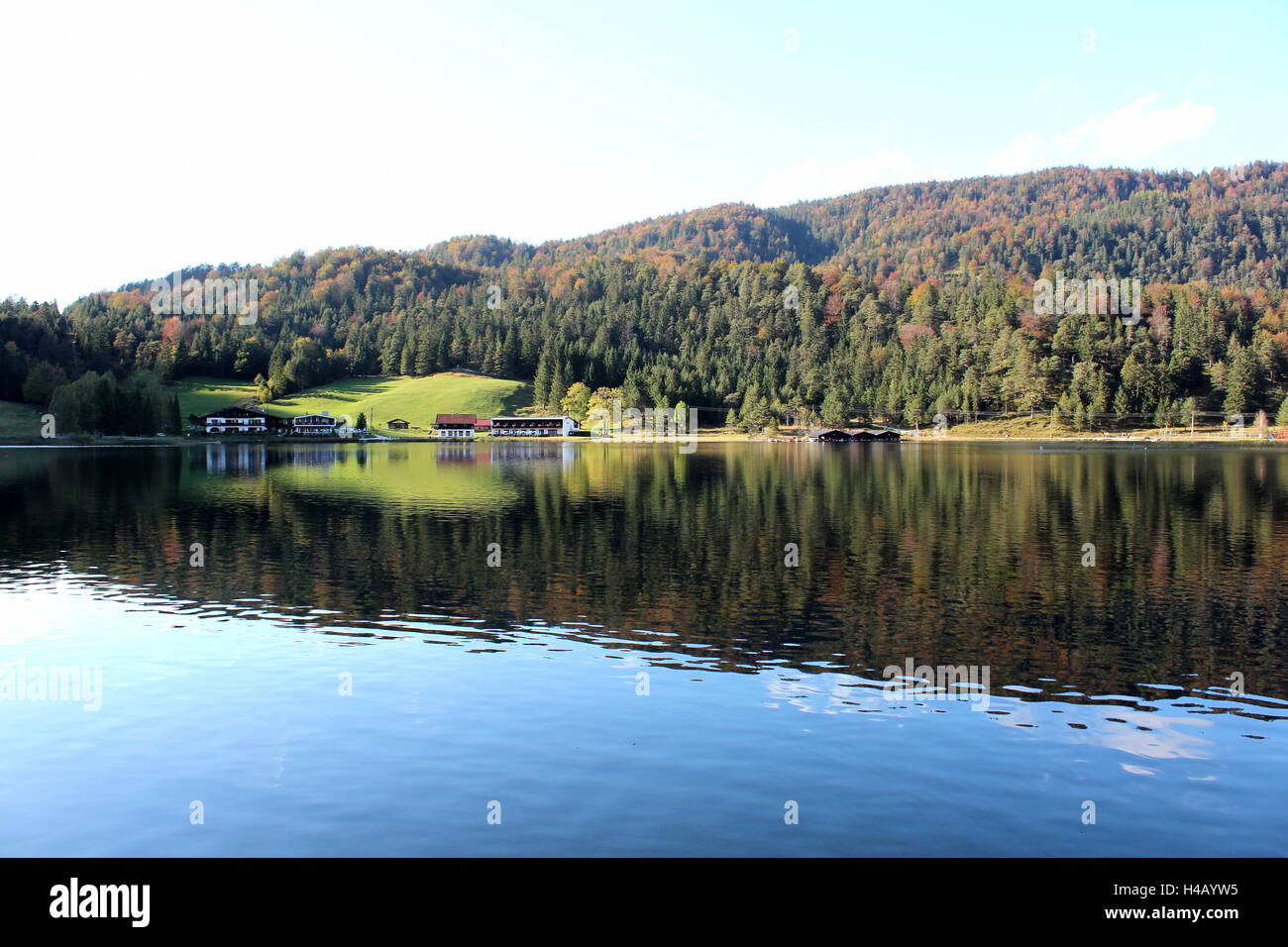 Germany, Bavaria, Mittenwald, Lake Lautersee Stock Photo - Alamy