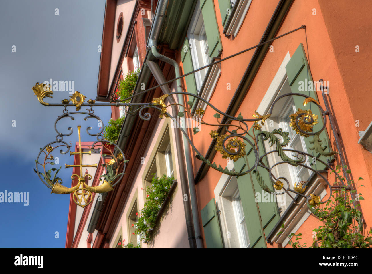 Old blacksmithing art, guild symbol, in Rothenburg ob der Tauber ...
