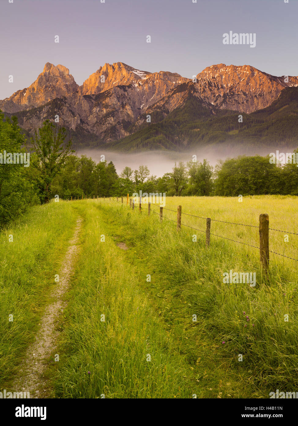 Country lane, Reichenstein, Gesäuse National Park, Ennstal Alps, Styria ...