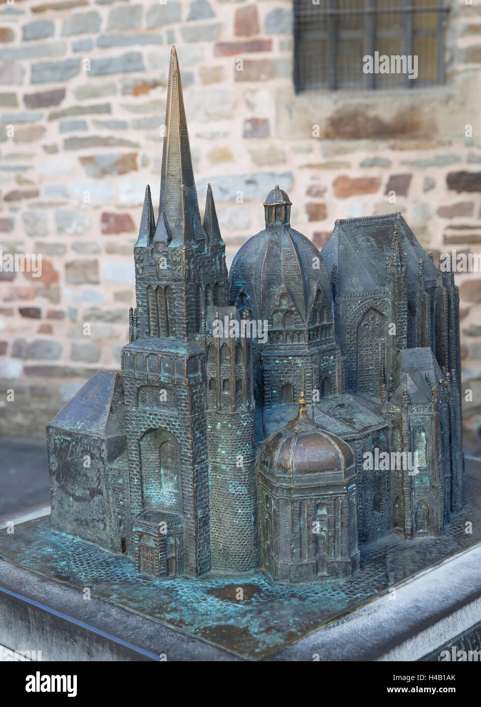A bronze model of the Aachen Roman Catholic Cathedral in Germany Stock ...
