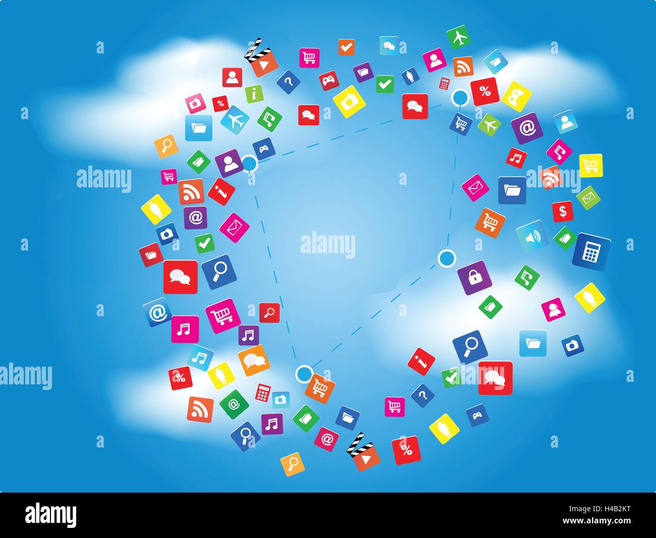 Cloud computing technology abstract scheme with apps Stock Vector Image ...