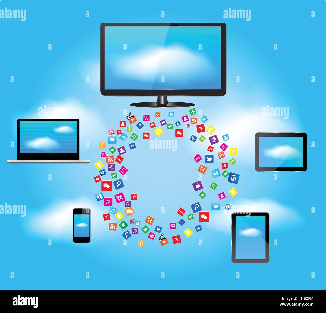 Cloud computing concept design. Devices connected to the "cloud Stock Vector Image & Art - Alamy