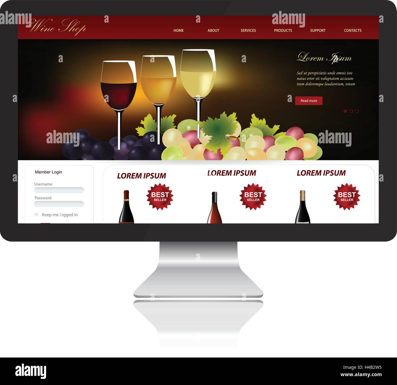 Responsive website template on Modern Computer.Computer monitor Stock ...