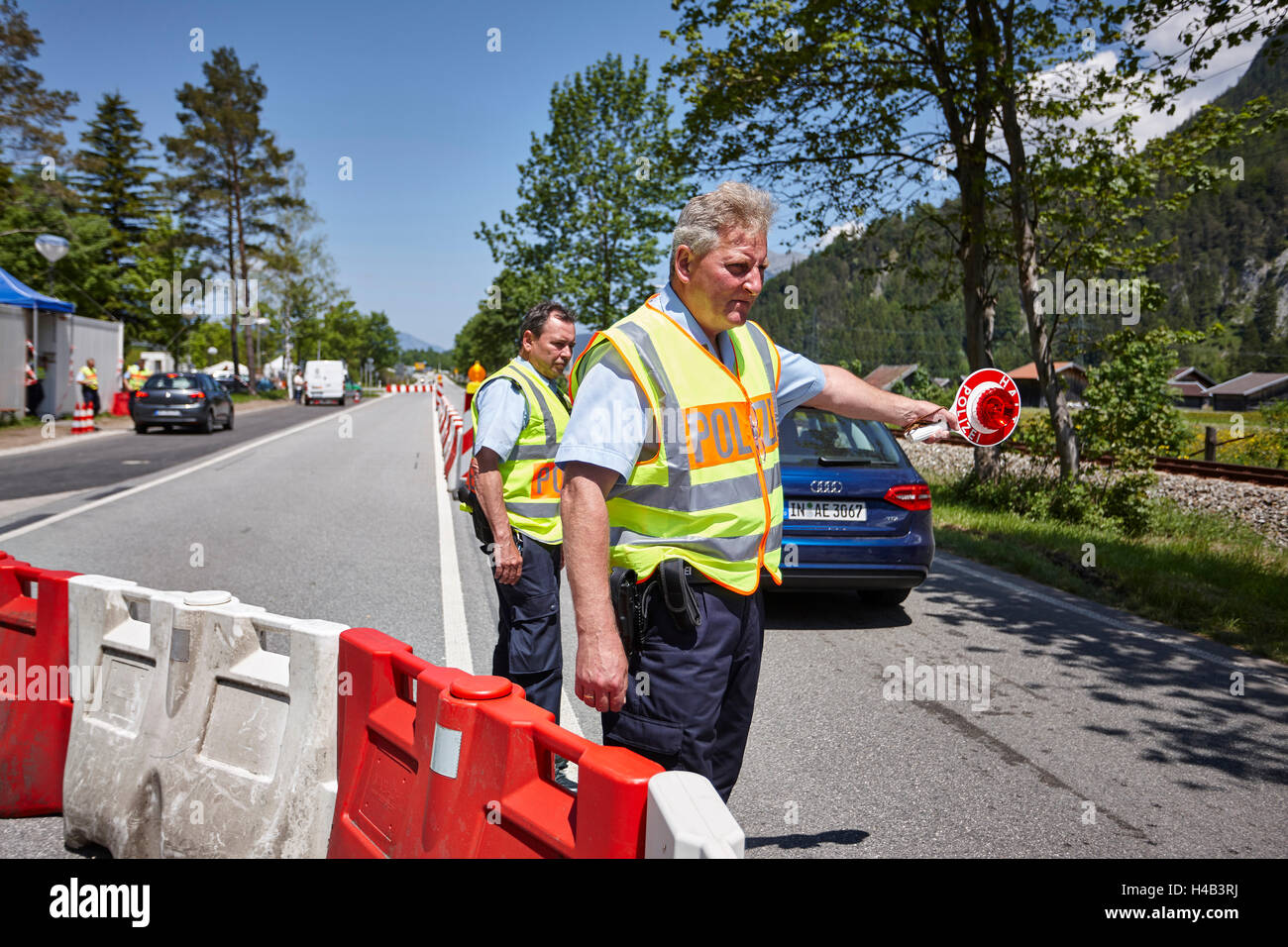 Police check, country road Stock Photo - Alamy