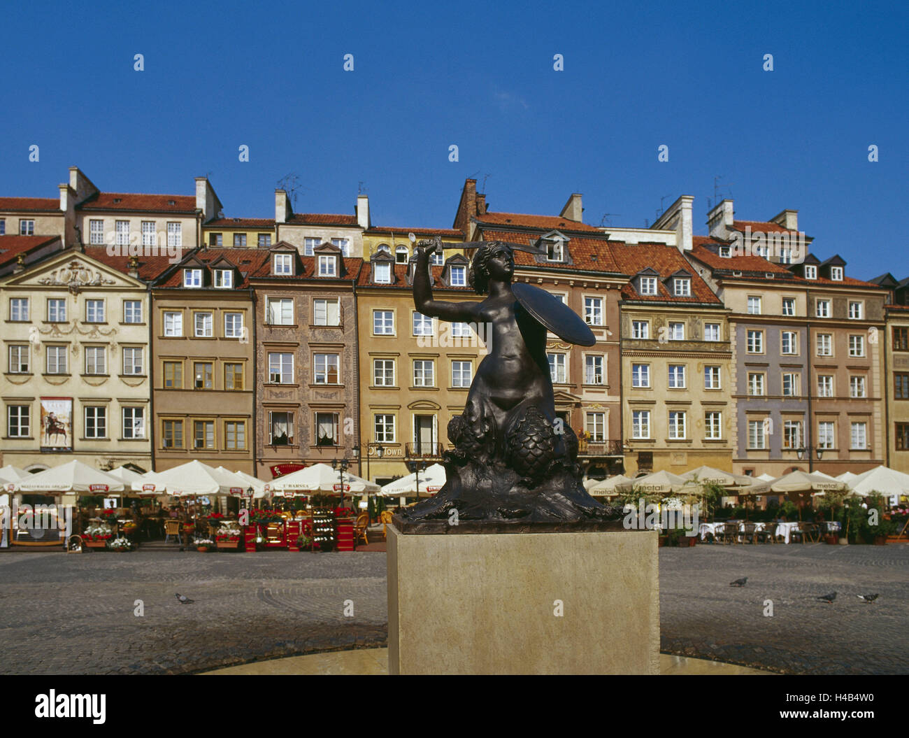 Poland, Warsaw, Old Town, statue, siren, sword, sign, town, capital ...
