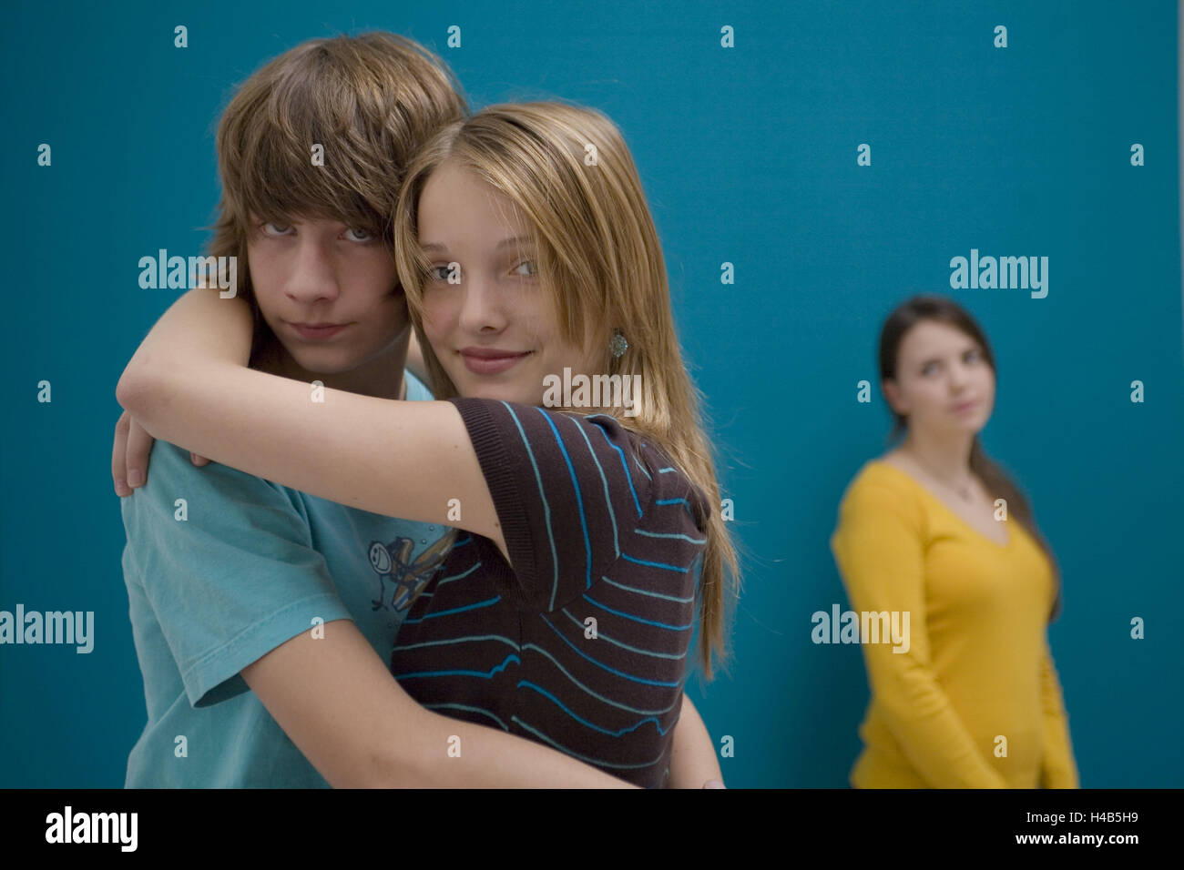 teenager, couple, hug, girl, background, looking, sad, jealous Stock ...