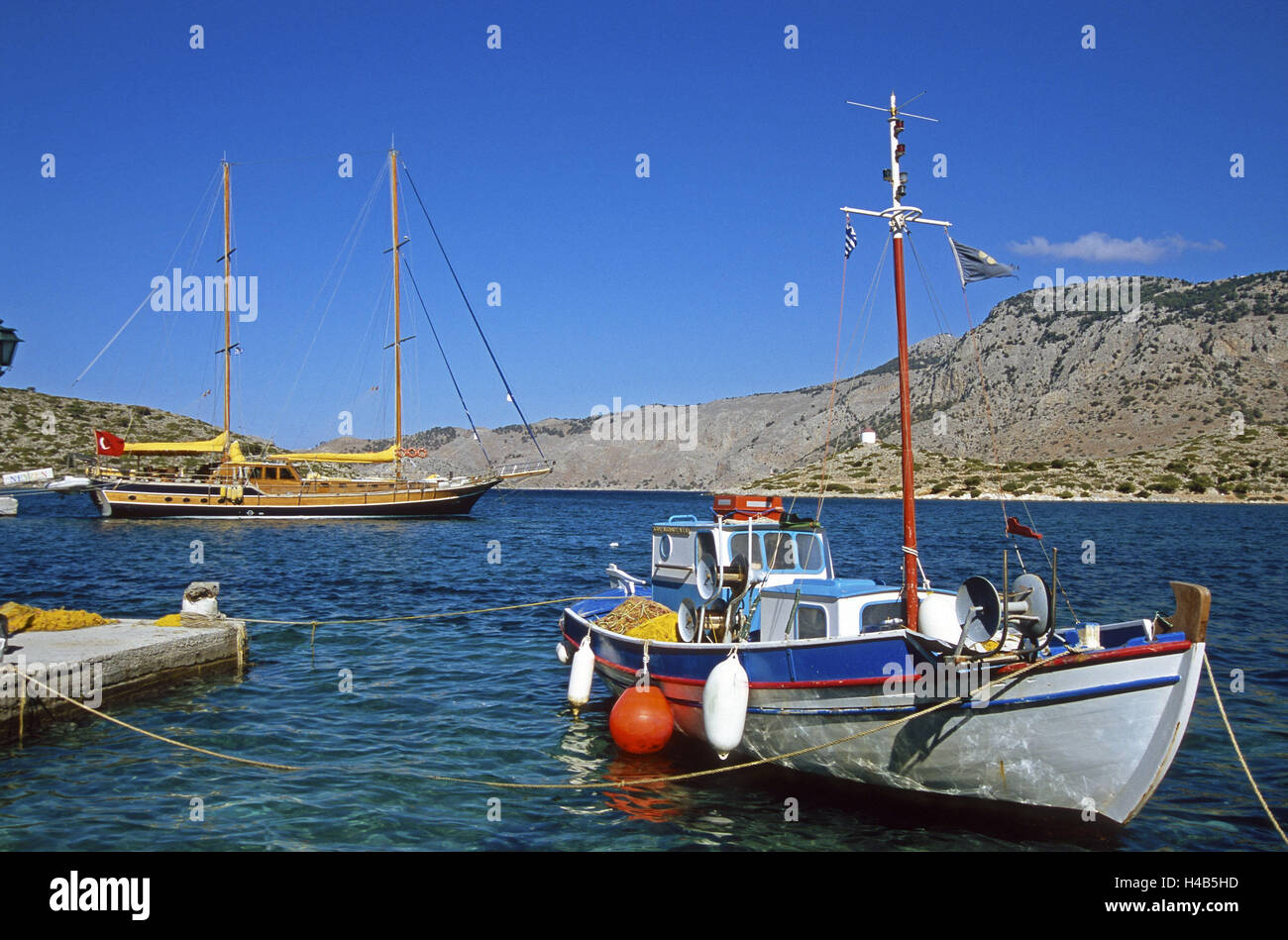 Greece, Dodekanes, island Symi, coast, bay, Panormitis, harbour, quay ...