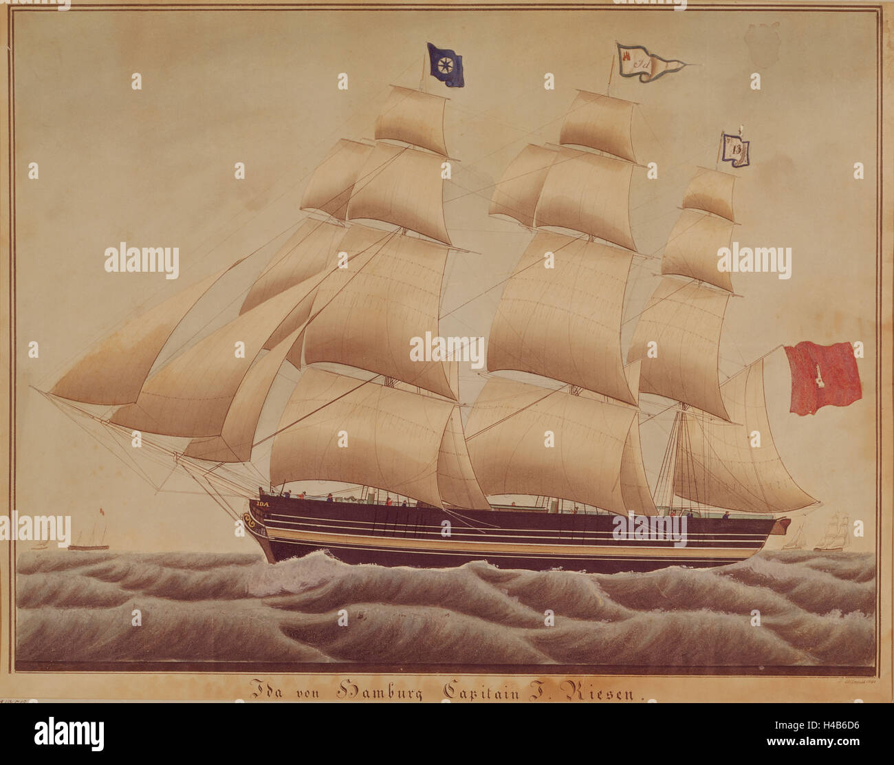 Painting, sailing ship, 'Ida' Stock Photo - Alamy