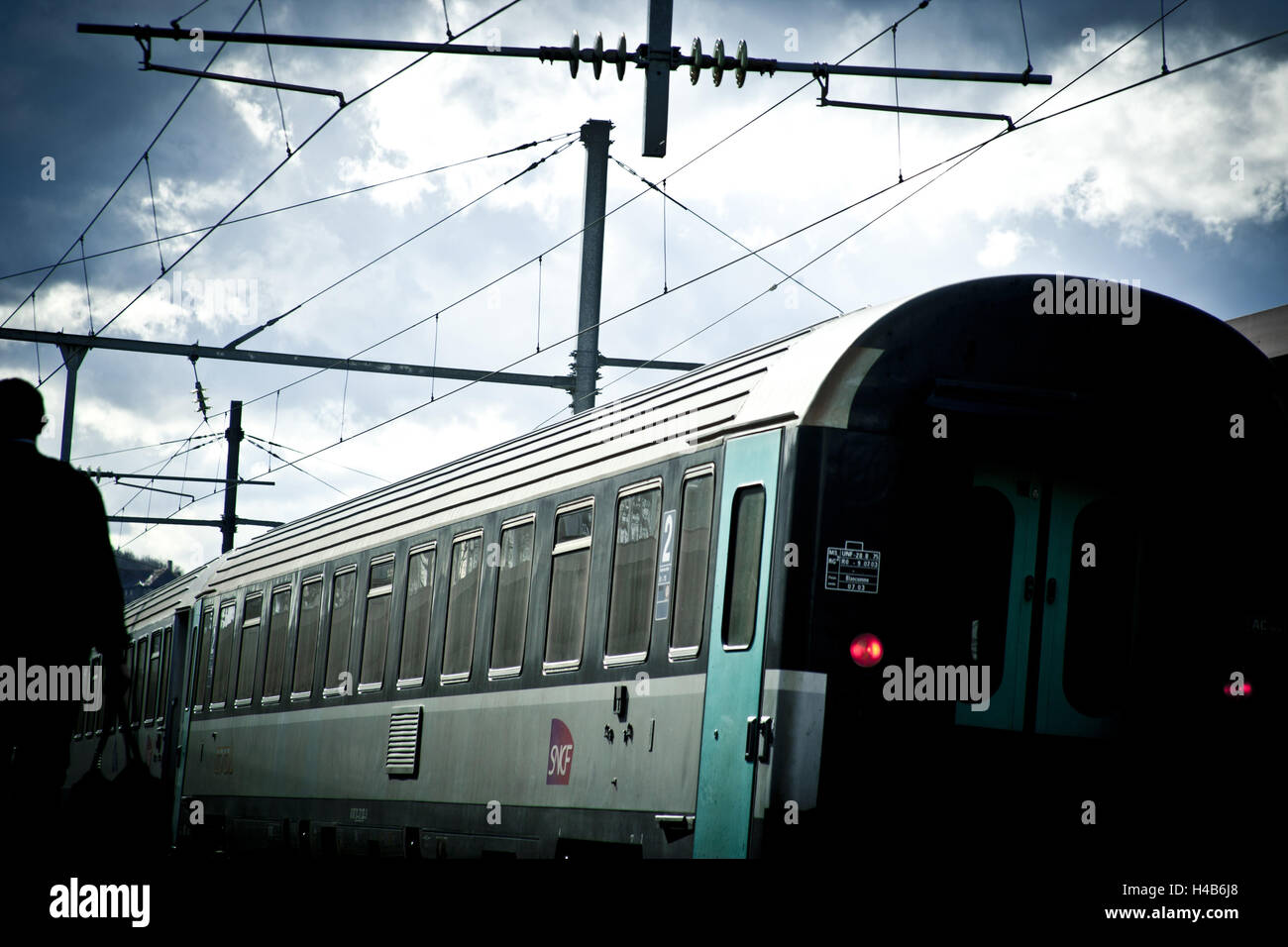 Train in the railway station Annecy, Hitting Savoie, France Stock Photo ...