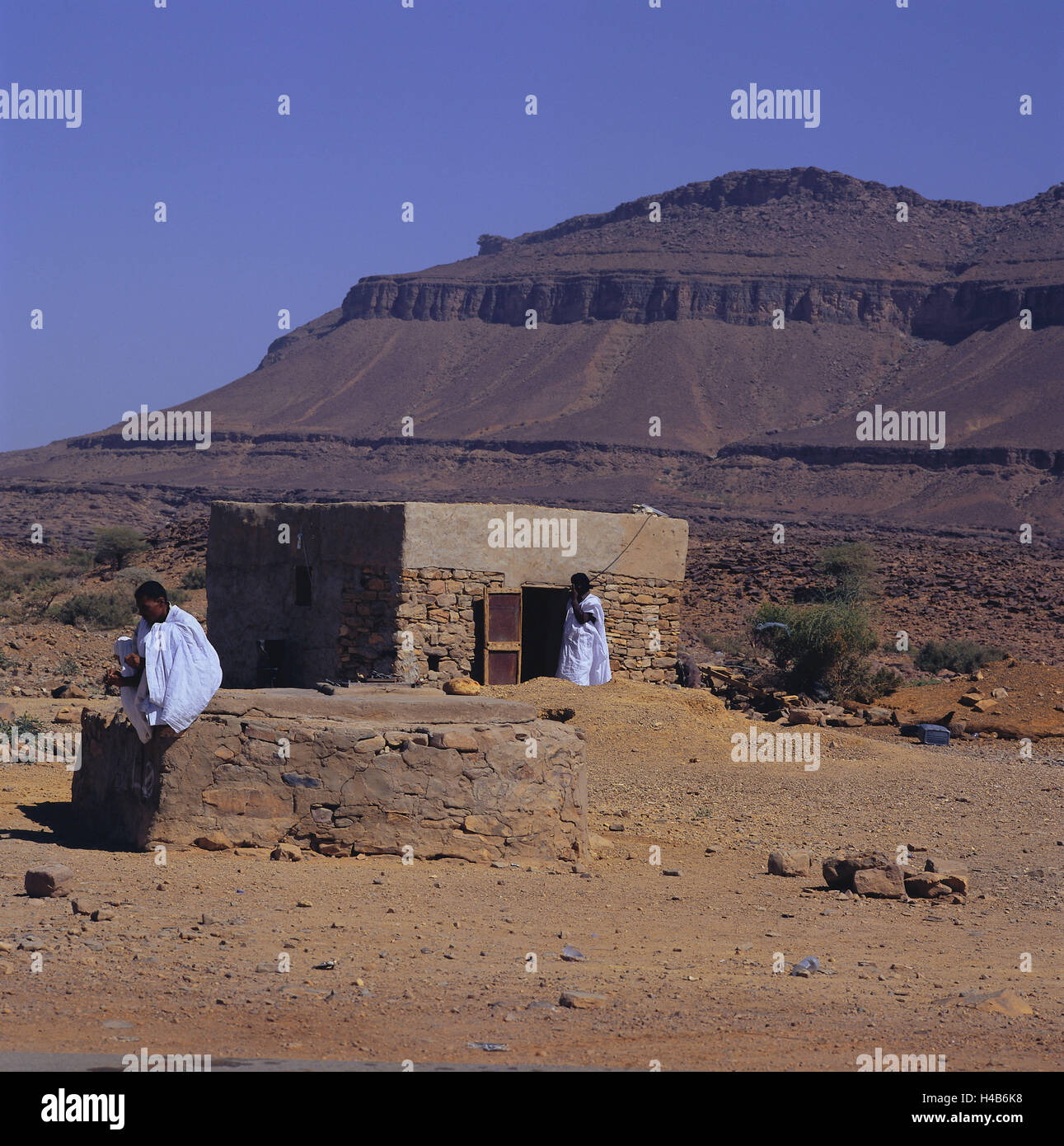 Mauritania, region Adrar, close Terjit, police station, Africa, West ...