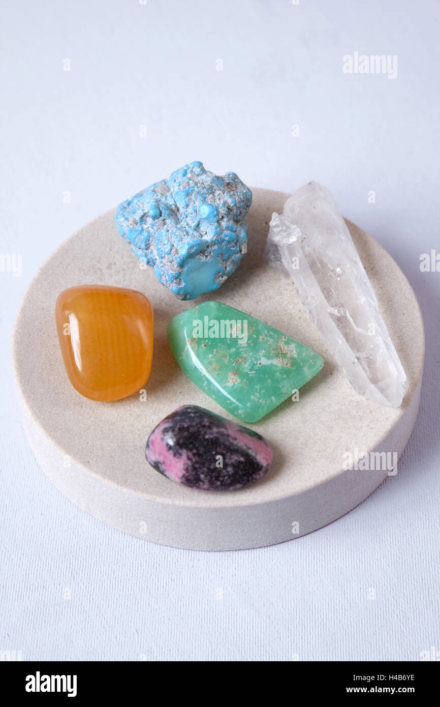 Precious stone therapy, alternative cure, remedial stones Stock Photo ...