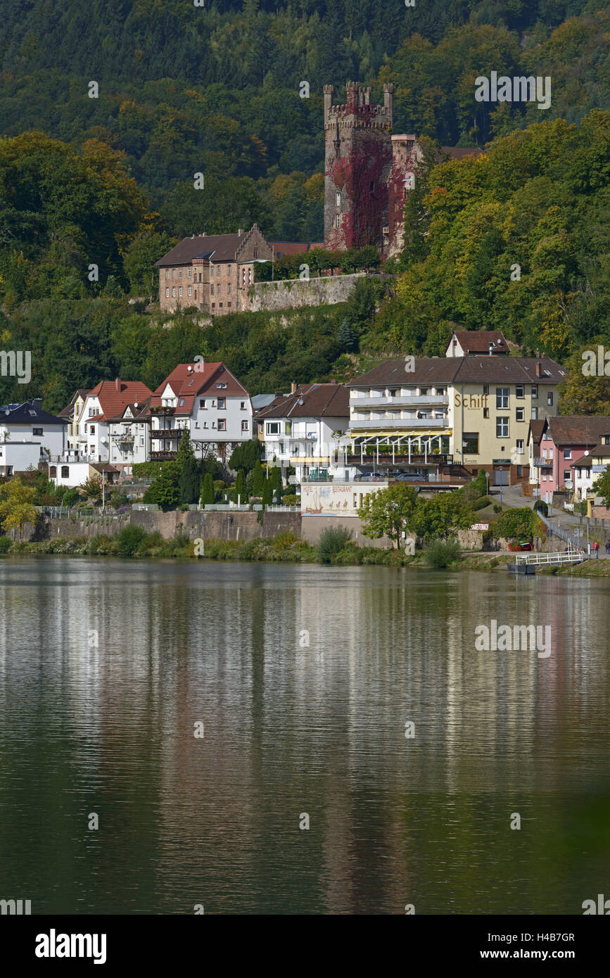 Neckarsteinach, flux Neckar, 4 castle town, middle castle, Baden ...