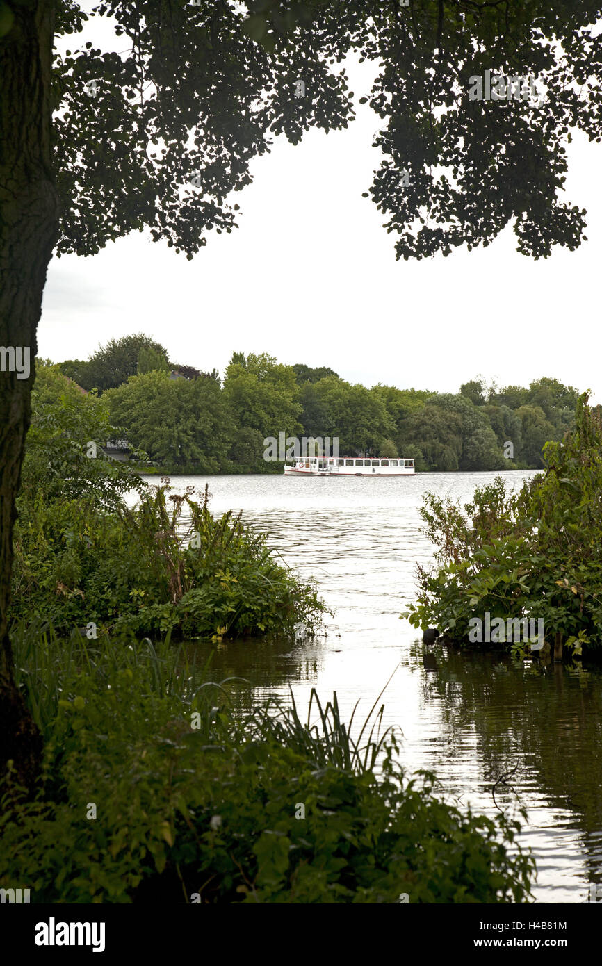 Ferry, lake, river, Alster River Stock Photo - Alamy