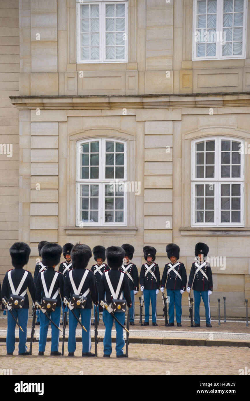 Denmark, changing the guard in front of castle Amalienborg, Copenhagen Stock Photo - Alamy