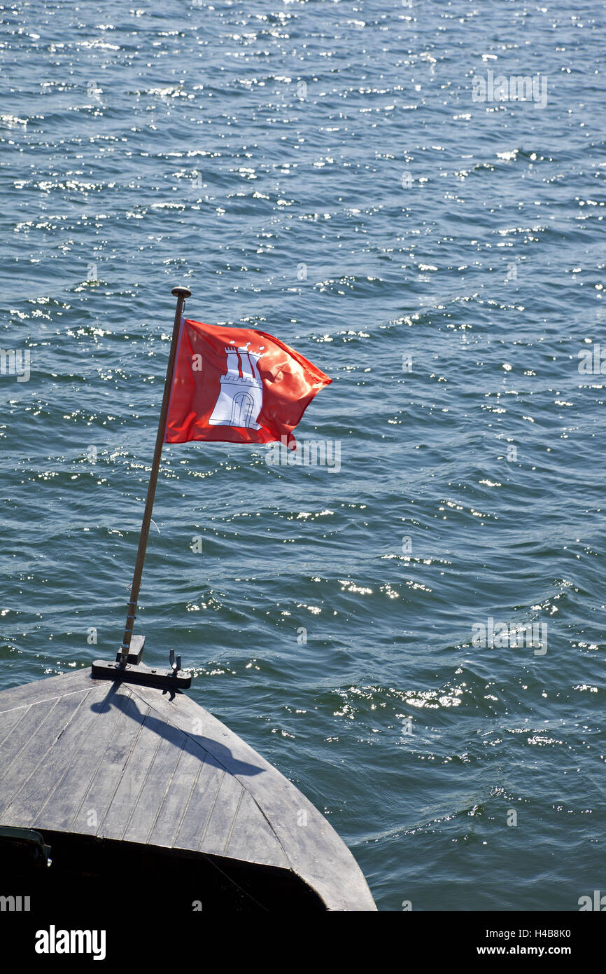 Boat, wood, bow, flag Stock Photo - Alamy